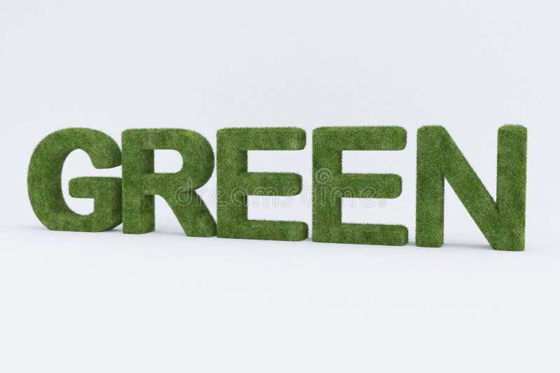 3d Rendering of GREEN Word on White Background Stock Illustration ...