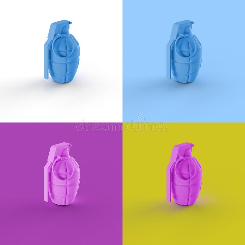 3D Rendering of Grenade Isolated in Different Colors Stock Illustration ...