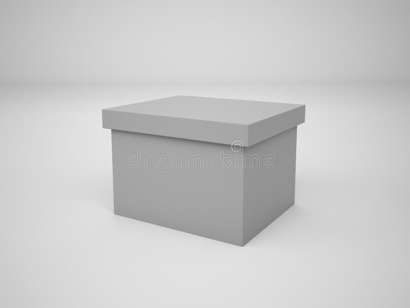 3D Rendering Grey Box on White Background, Illustration Stock ...