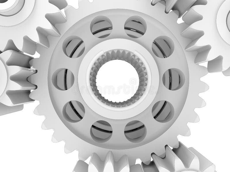 3D Rendering - Grey Metallic Gears Assembly Stock Illustration ...