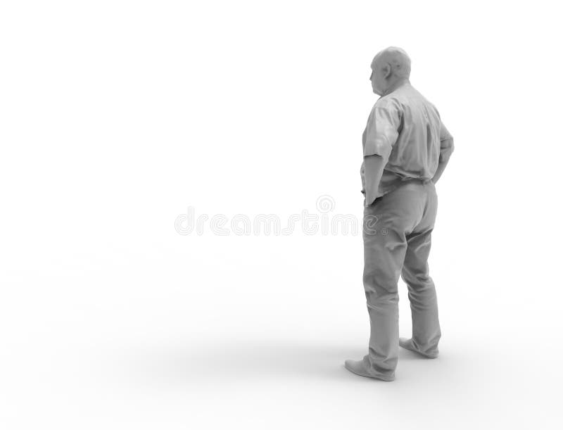 3d Rendering of a Grey 3d Scanned Person Standing in White Studio ...