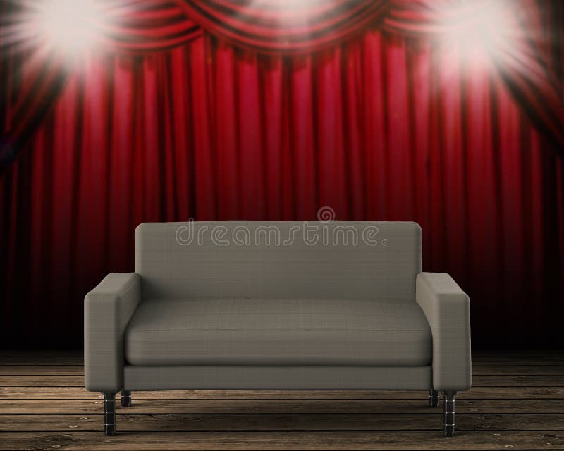 Red sofa on the stage stock image. Image of interior - 17621643