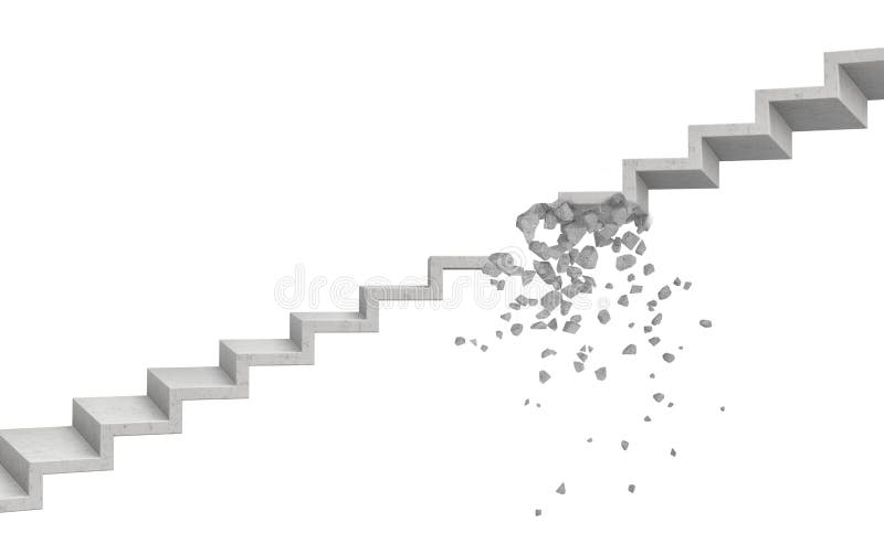 3d Rendering of Grey Stone Ledder Shattering into Small Pieces on White ...