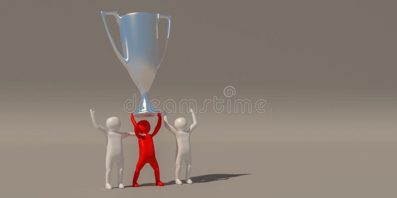 3d Rendering, a Group of Characters Who Have Received a Silver Trophy ...