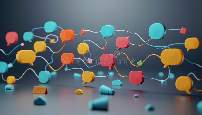 A 3D Rendering of a Group of Chat Bubbles of Various Colors and Sizes ...
