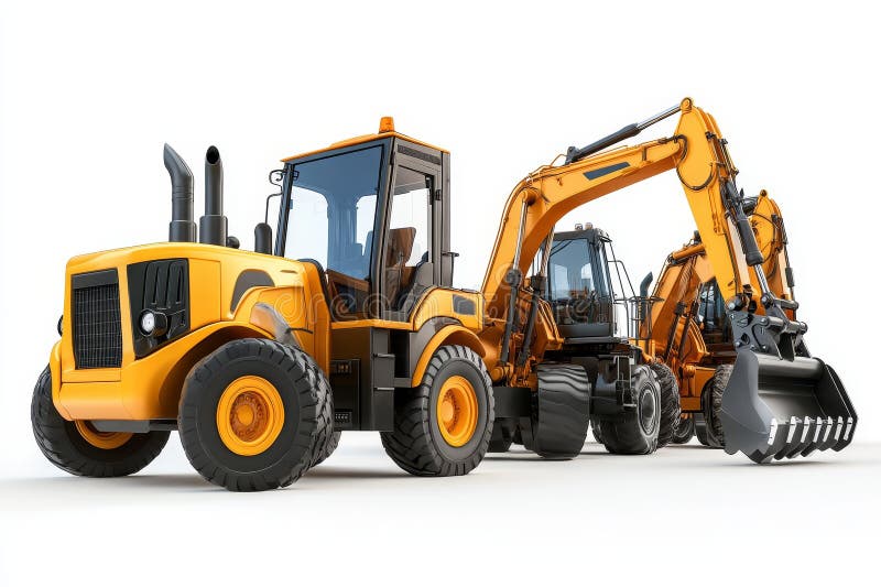 3d Rendering of a Group of Construction Machinery Including Mini Loader ...