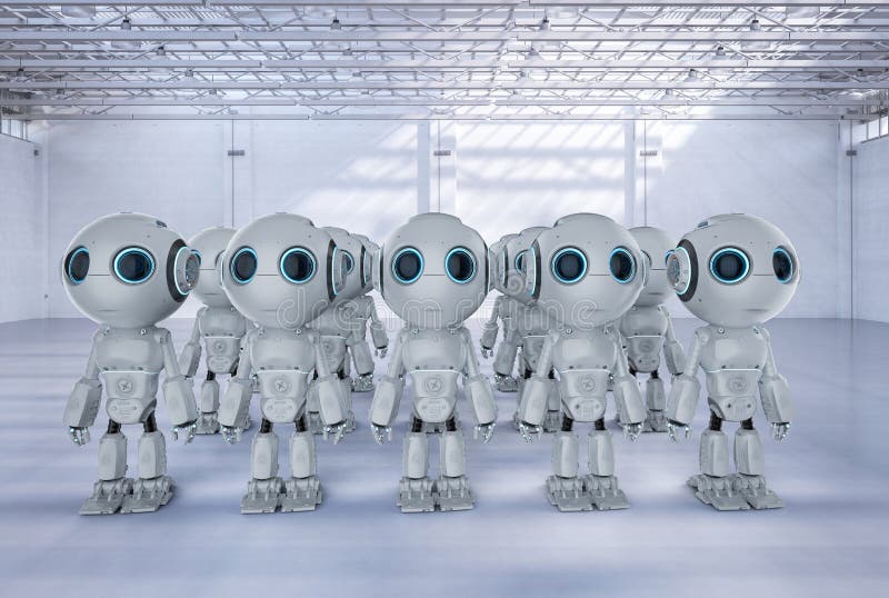 Mini robots assembly stock illustration. Illustration of assembly ...