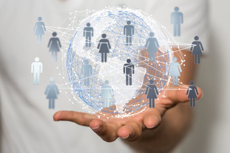 3D Rendering of a Group of Floating People Icons on a Businessman S ...