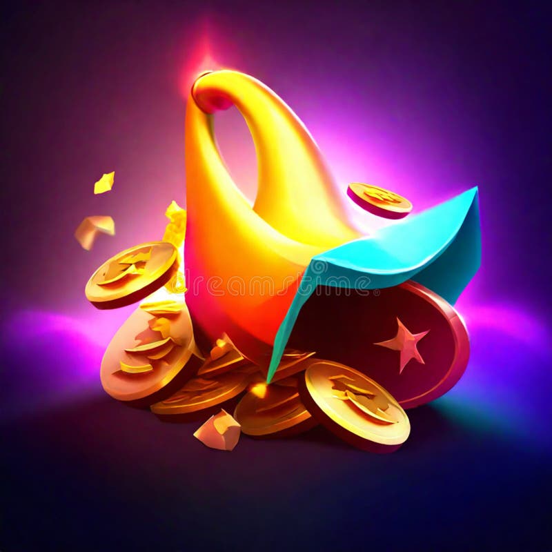 3d Rendering of a Group of Gold Coins Falling from the Top of a Trophy ...