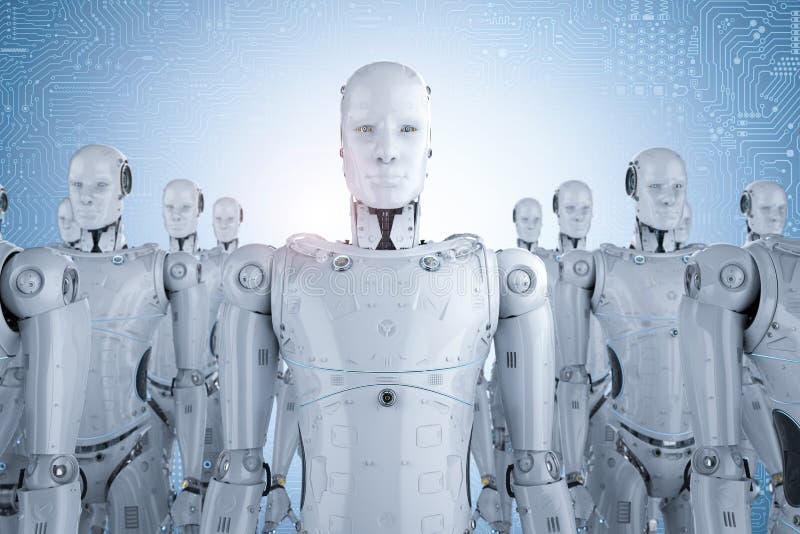Group of robots stock illustration. Illustration of tech - 111008196