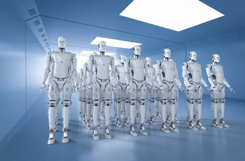 Group of robots stock photo. Image of industrial, intelligence - 111685482