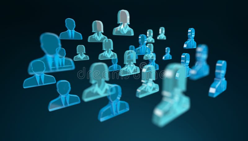 3D Rendering Group of Icon Blue People Stock Illustration ...