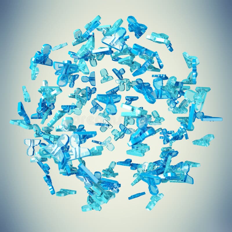 3D Rendering Group of Icon Blue People Stock Illustration ...