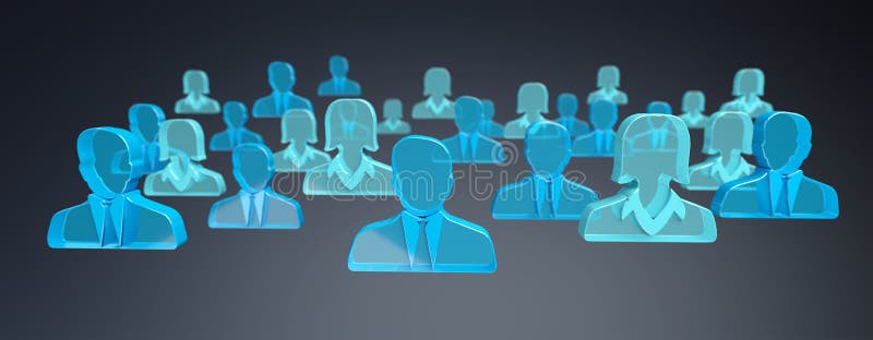 3D Rendering Group of Icon Blue People Stock Illustration ...