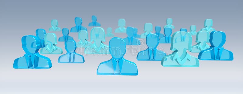 3D Rendering Group of Icon Blue People Stock Illustration ...