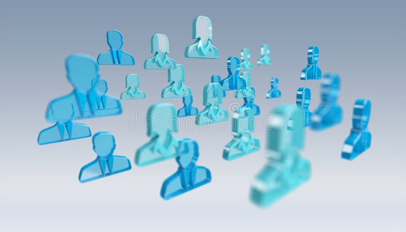 3D Rendering Group of Icon Blue People Stock Illustration ...