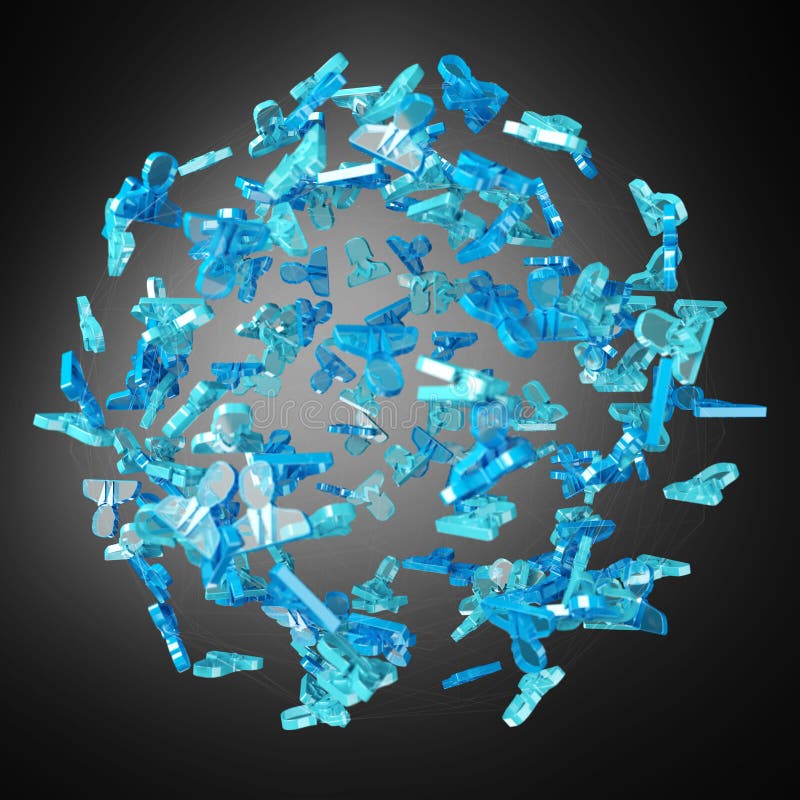 3D Rendering Group of Icon Blue People Stock Illustration ...