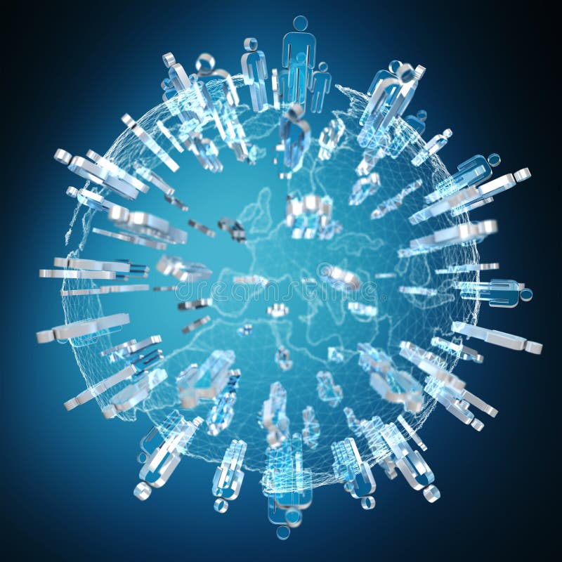 3D Rendering Group of Icons People Surrounding Planet Earth Stock ...