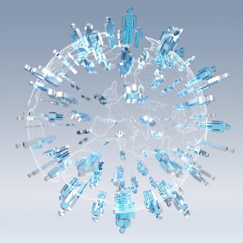3D Rendering Group Of Icons People Surrounding Planet Earth Stock ...