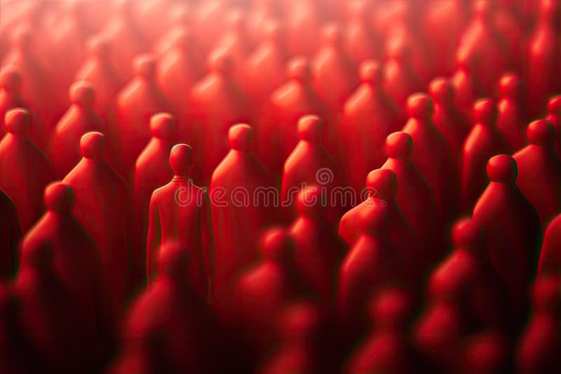 3d Rendering of a Group of People in Front of a Red Background ...