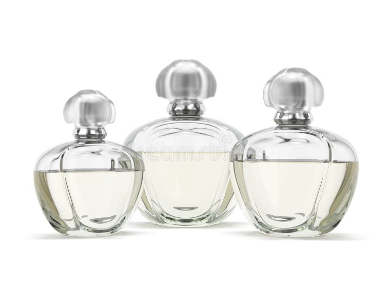 3D Rendering Group of Perfume Bottles Stock Illustration - Illustration ...