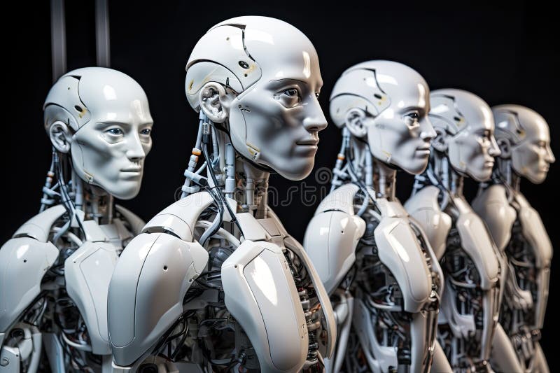 Group of Robots, Artificial Intelligence Stock Illustration ...