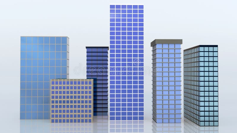 A Group of Tall, Modern, Stylized Skyscraper Buildings. Stock ...