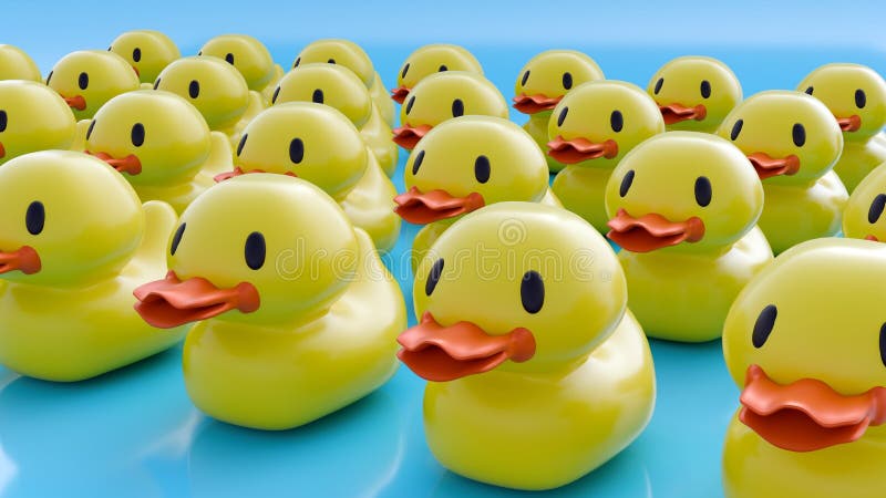 Group of Yellow Rubber Ducks with Orange Beaks. Stock Illustration ...