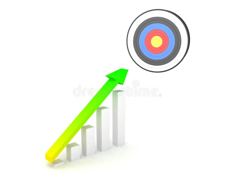 3D Rendering of Growth Chart with Target at the Top Stock Illustration ...