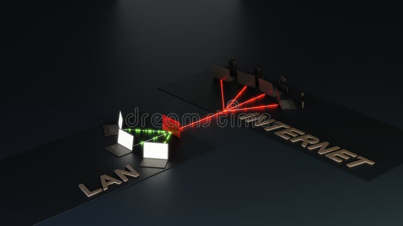 3d Rendering Hacking Attack on Company Computers Stock Illustration ...