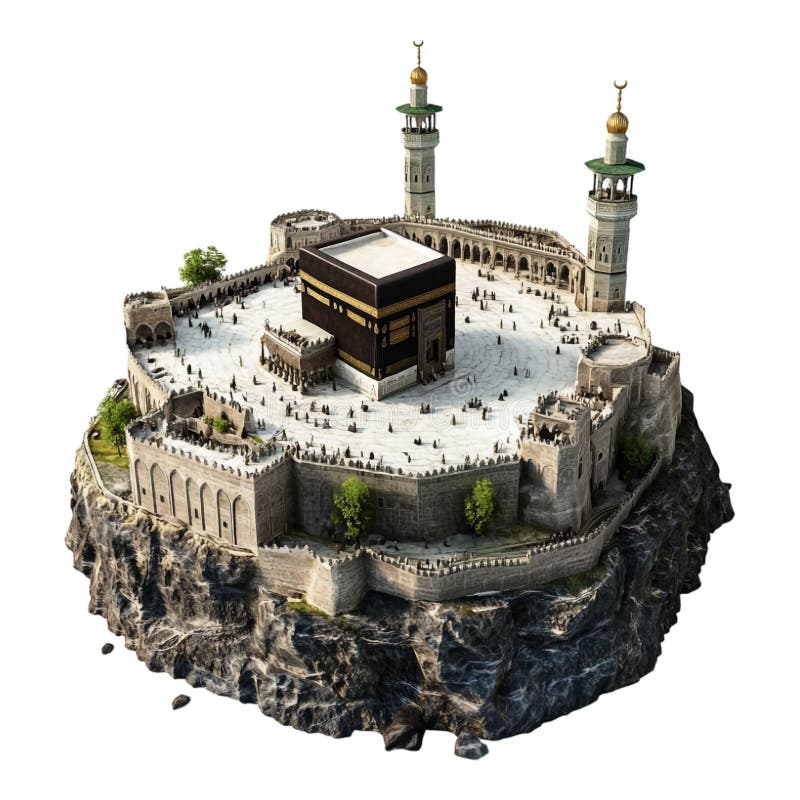 A 3D Rendering of the Hajj Pilgrimage Scene Featuring the Kaaba ...