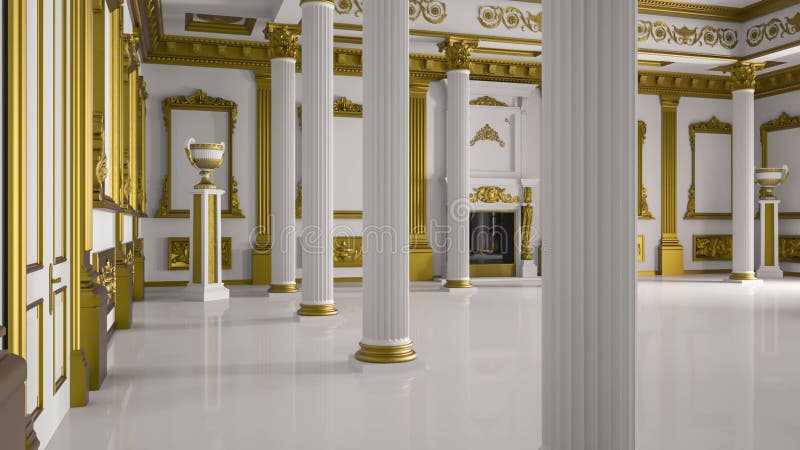 3D Rendering of the Hall in Classical Style Stock Video - Video of ...