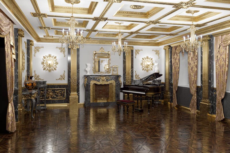 3d Rendering of the Hall in Classical Style Stock Illustration ...