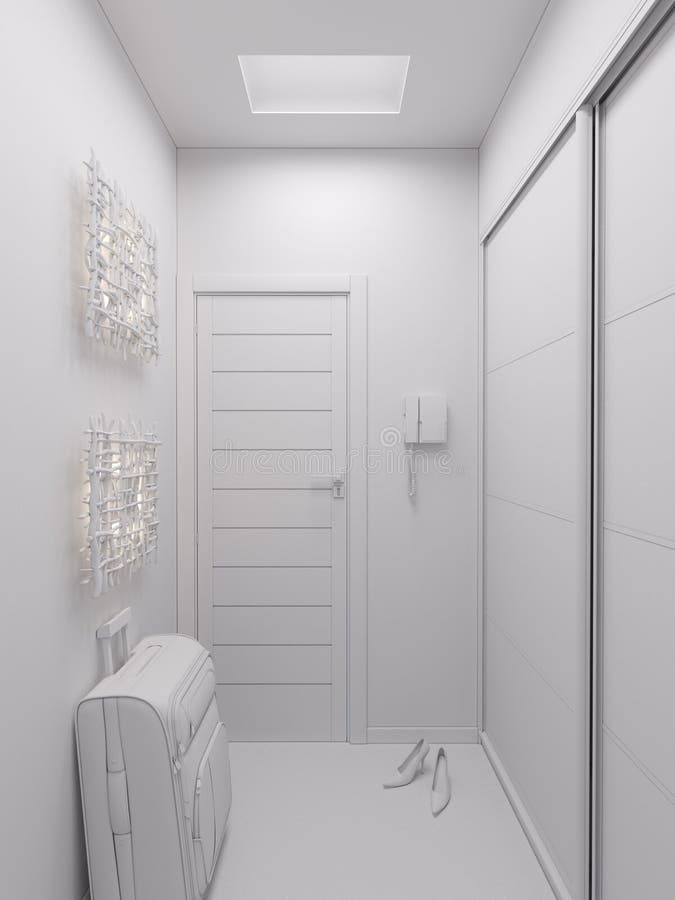 3d Rendering Hall Interior Design in a Modern Studio Apartment Stock ...