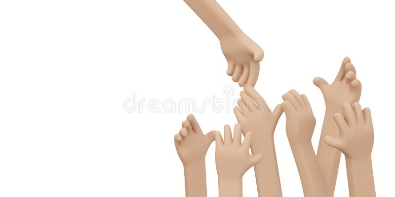 3D Rendering of Hand Help Each Other Concept of Helping Hand Support ...