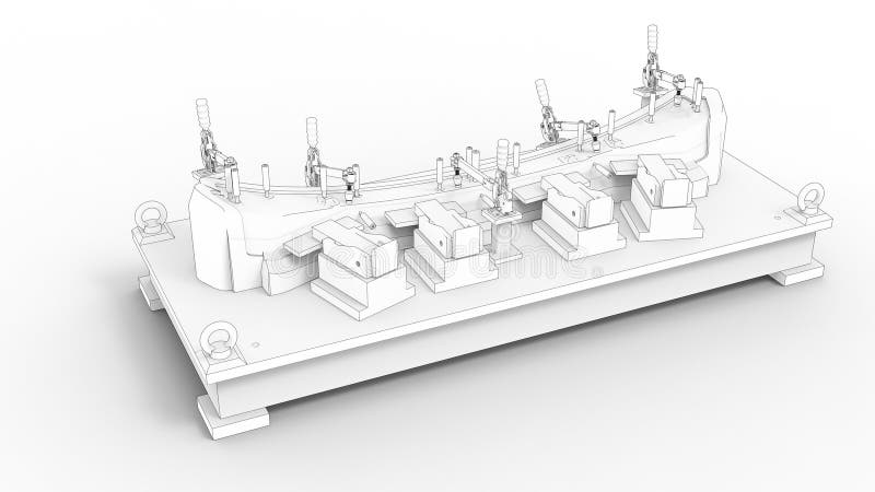 3D Rendering - Hand Sketch of a Mechanical Part Fixing Vice Mechanism ...