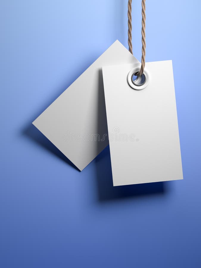 3d Rendering of Hanging Tags on a Blue Background Stock Illustration ...