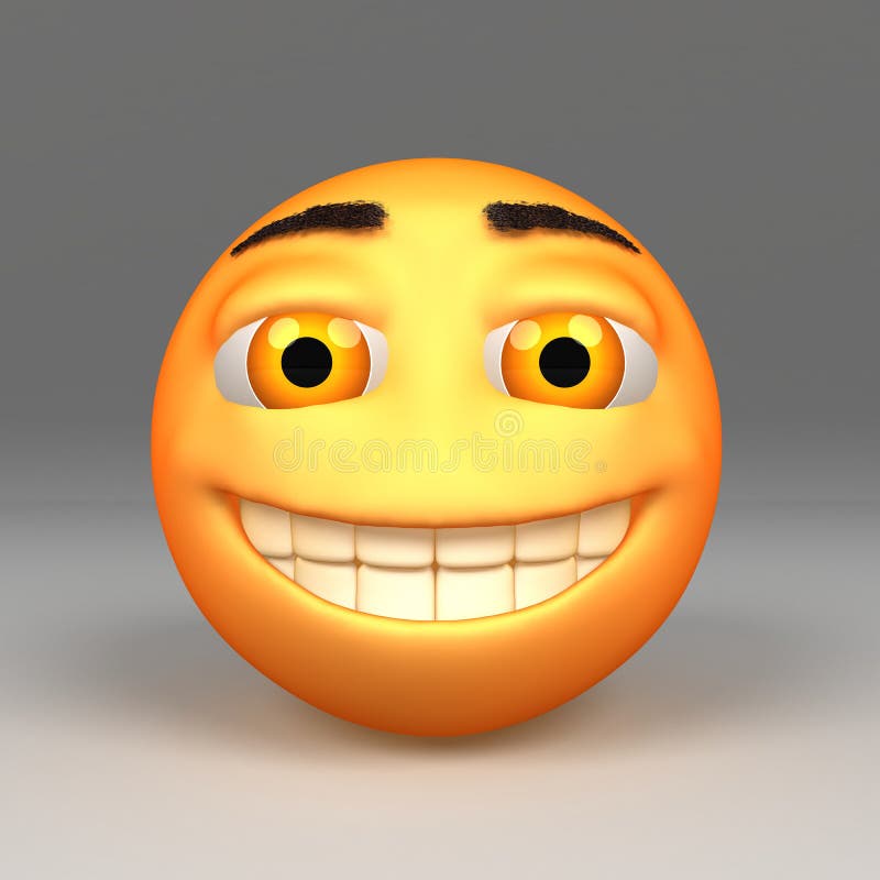 3D Rendering Happy Emoji. Smile Emoticon 3d Stock Illustration ...