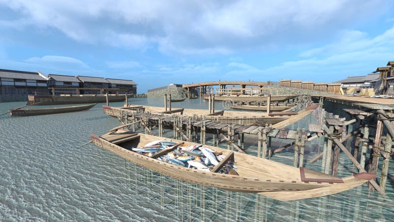 3D rendering of the harbor stock illustration. Illustration of ...