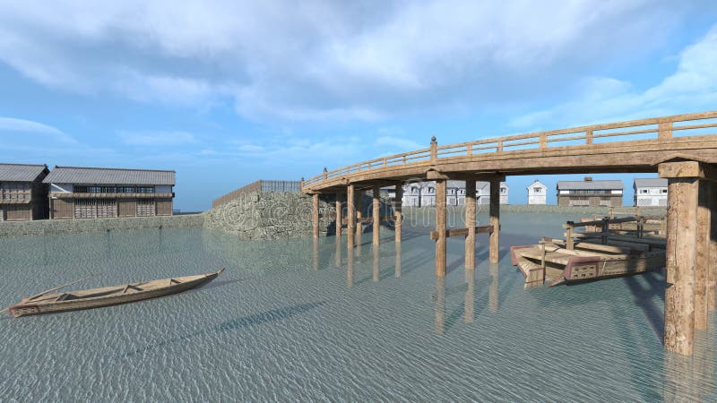 3D rendering of the harbor stock illustration. Illustration of ...