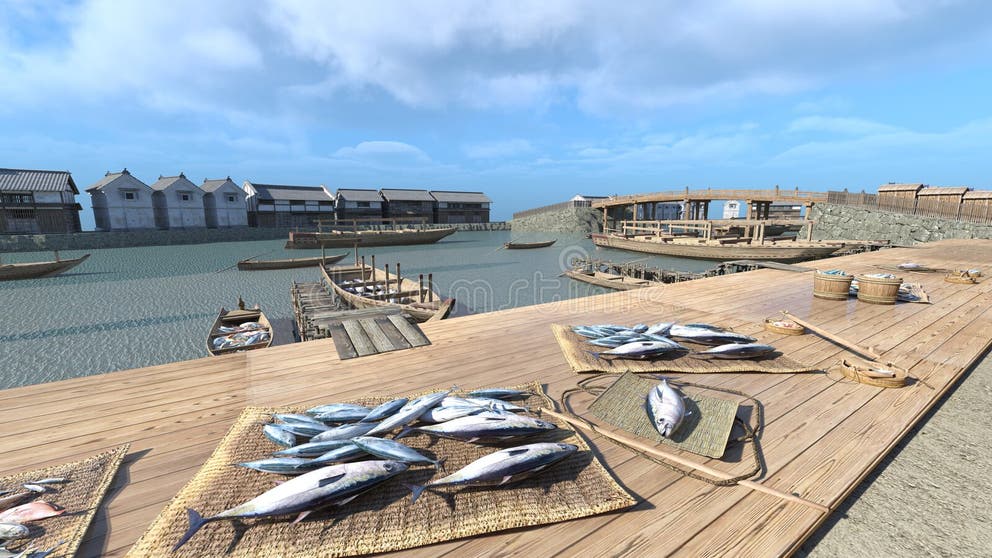 3D rendering of the harbor stock illustration. Illustration of culture ...