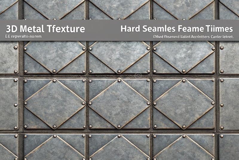 3D Hard Metal Frame Tiles on Concrete Background Stock Illustration ...