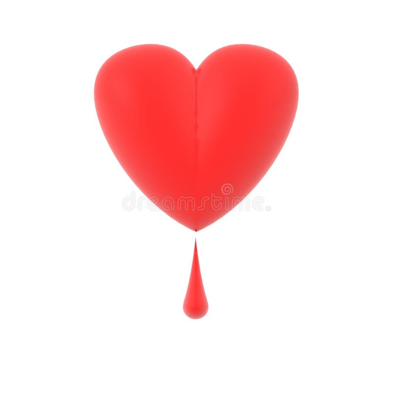 3D Rendering of Heart with Blood Drop Below it Stock Illustration ...