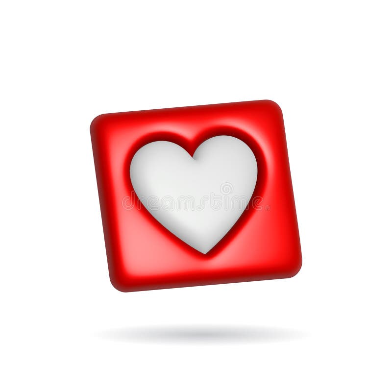 3d Rendering Heart Icon. Illustration with Shadow Isolated on White ...