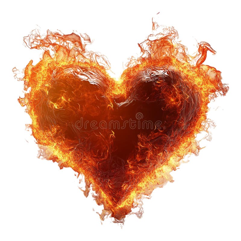 A 3D Rendering of a Heart Made of Fire and Flames Isolated on a ...