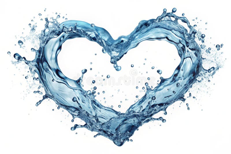 Heart from Water Splash with Bubbles Isolated on White Background Stock ...
