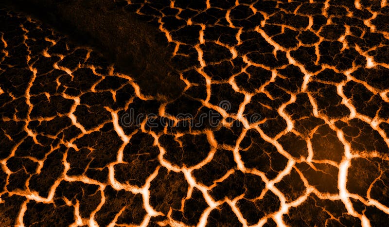 3D Rendering Heat Red Cracked Ground Texture after Eruption Volcano ...