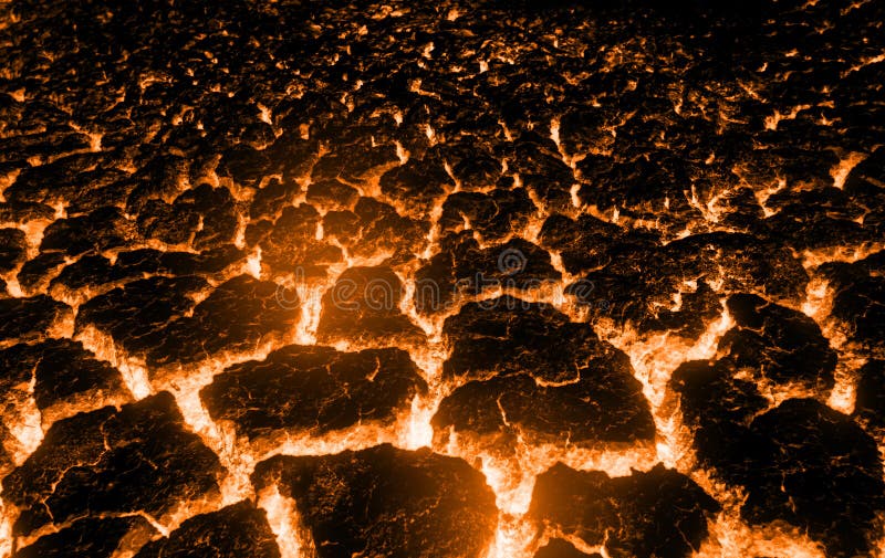 3D Rendering Heat Red Cracked Ground Texture after Eruption Volcano ...