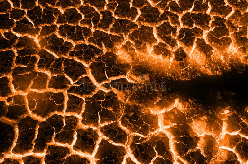 3D Rendering Heat Red Cracked Ground Texture after Eruption Volcano ...