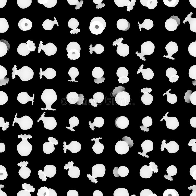 3d Rendering. Height Map. Seamless Pattern of Marble Vases Scattered at ...